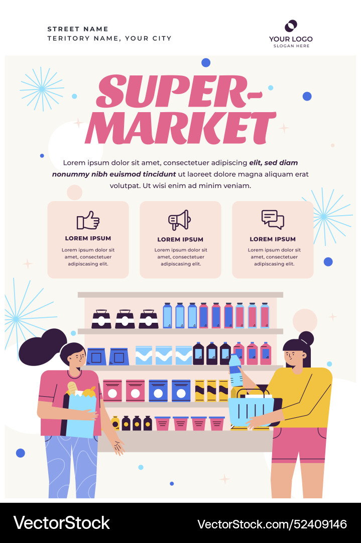 Gradient supermarket poster template Royalty Free Vector