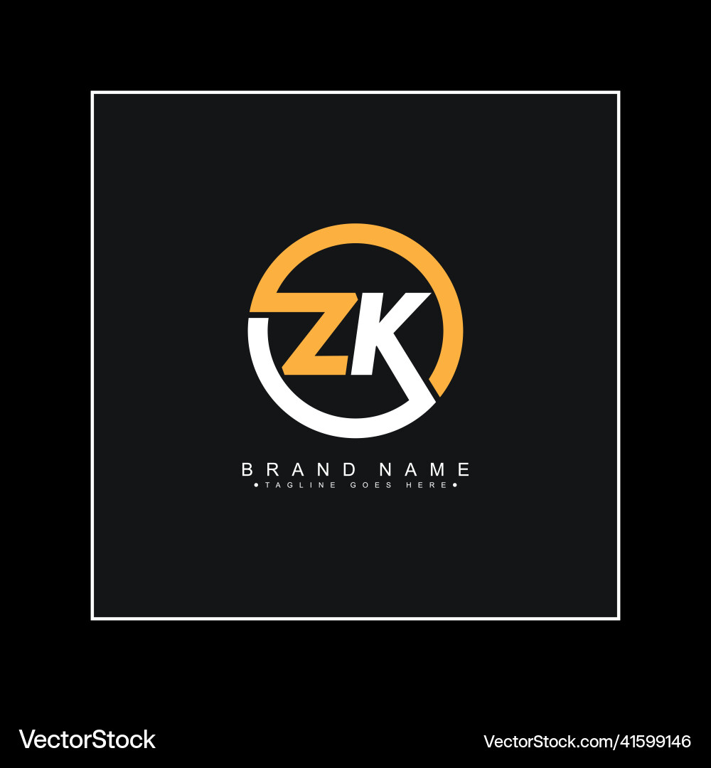 Initial letter zk logo minimal alphabet Royalty Free Vector