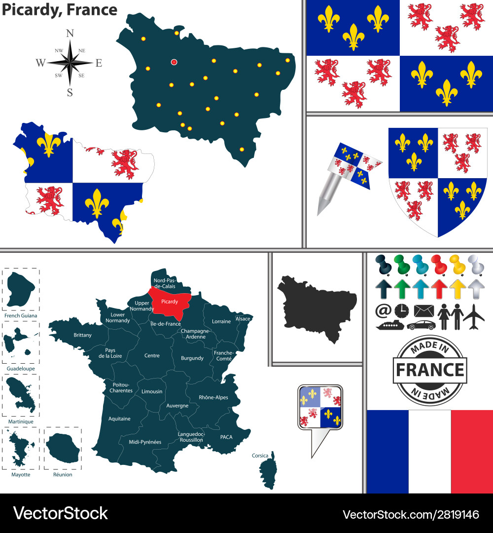 Map of picardy Royalty Free Vector Image - VectorStock