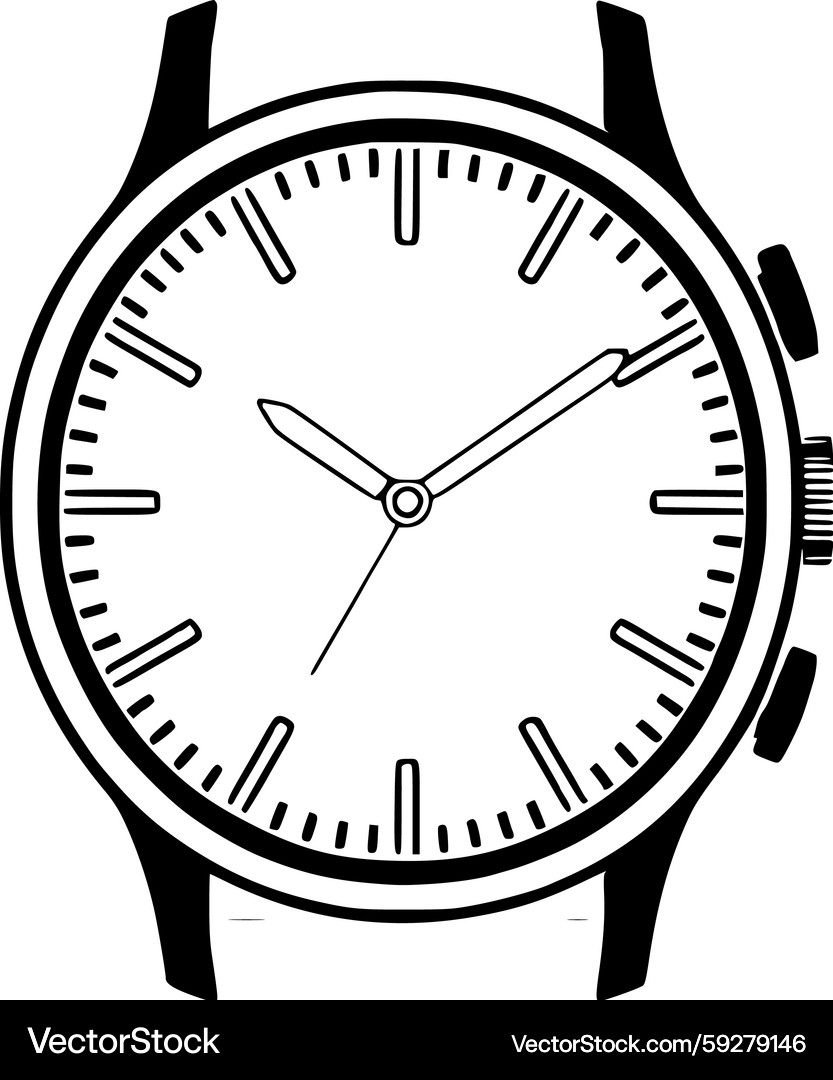 Monochrome wrist watch outline – Royalty-Free Vector | VectorStock