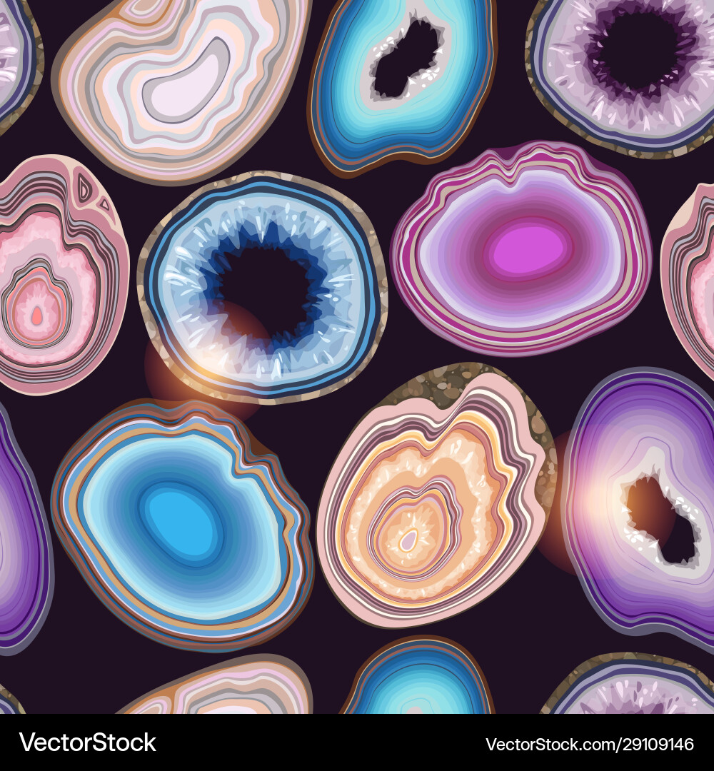 Seamless pattern with geode and agate cuts Vector Image
