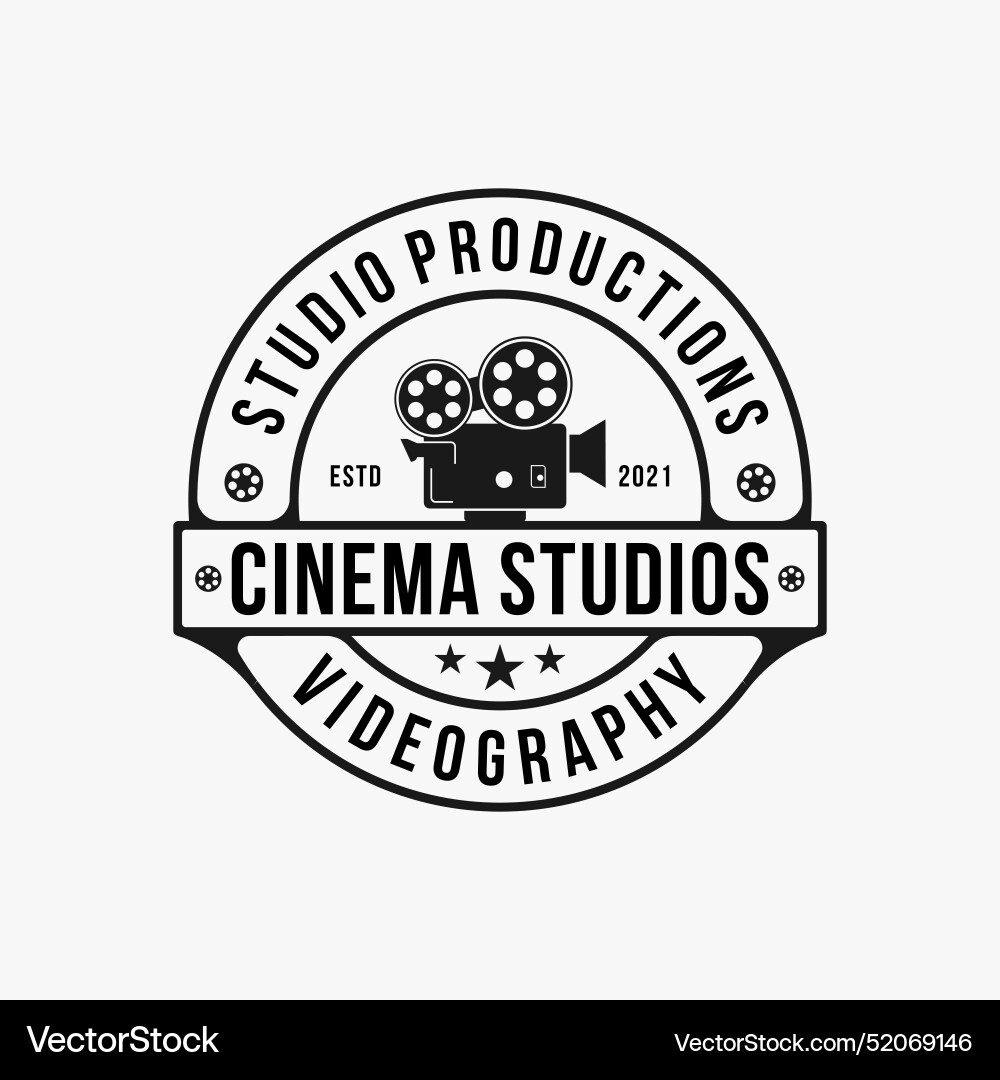 Studios production badge stamp logo design Vector Image