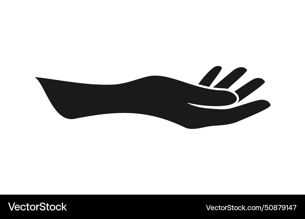 Black hand icon with palm up isolated on white Vector Image