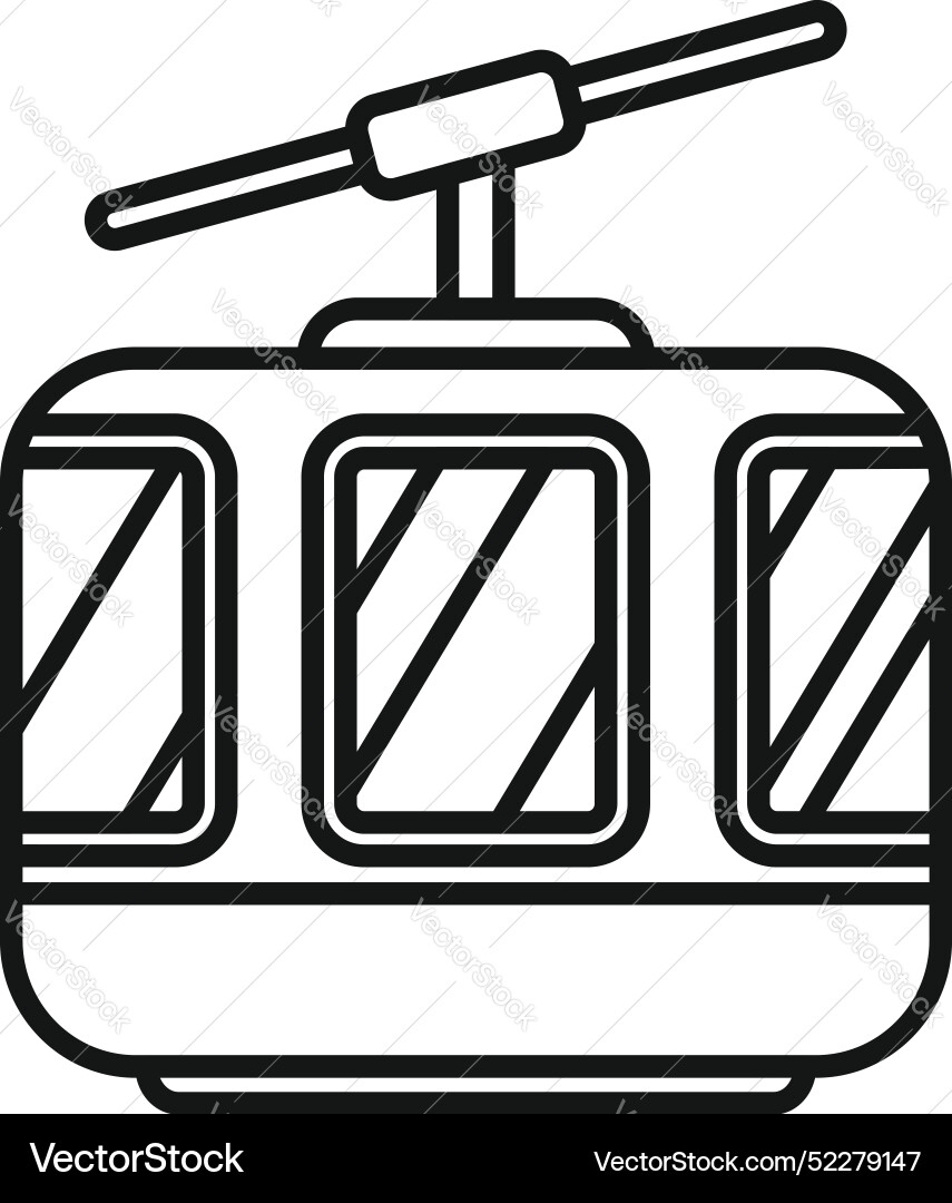 Cable car cabin moving upwards on ropeway icon Vector Image