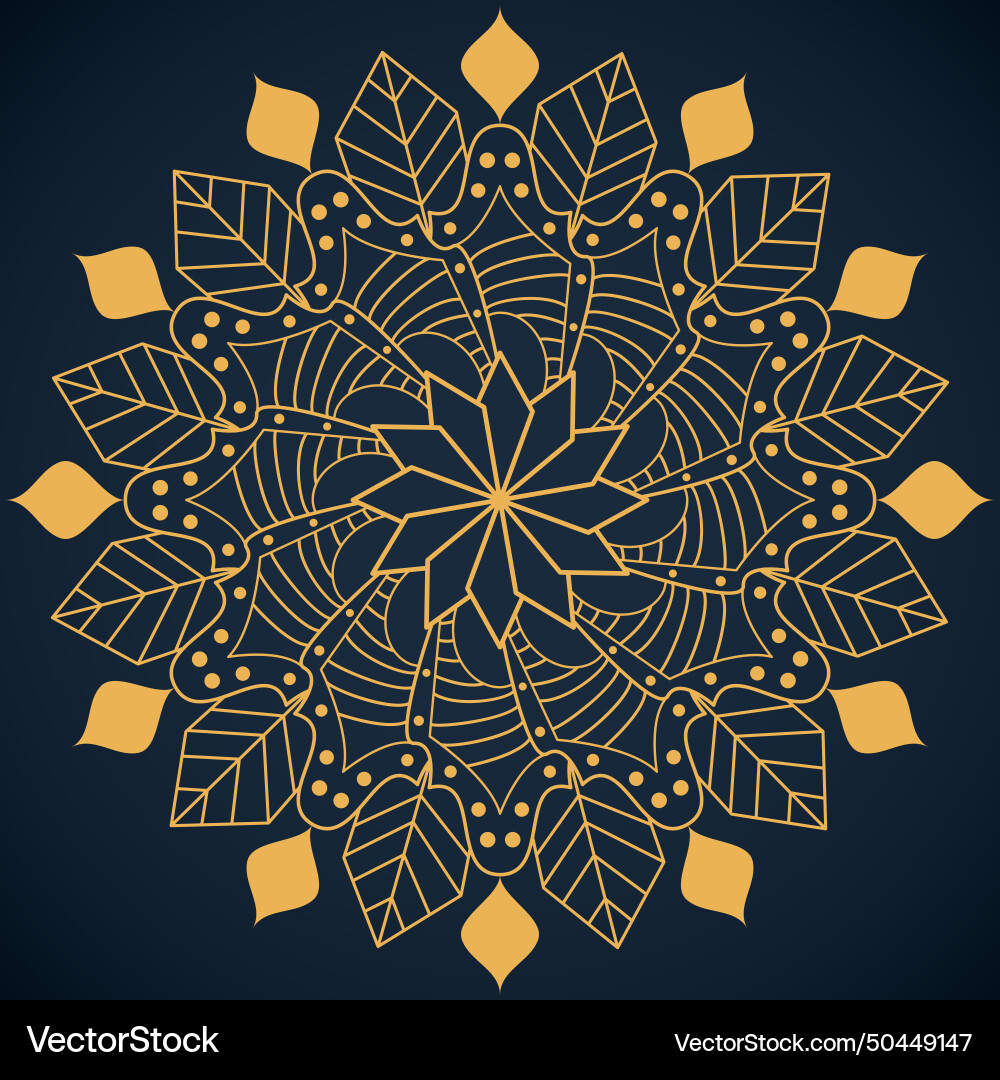 Golden mandala pattern Royalty Free Vector Image