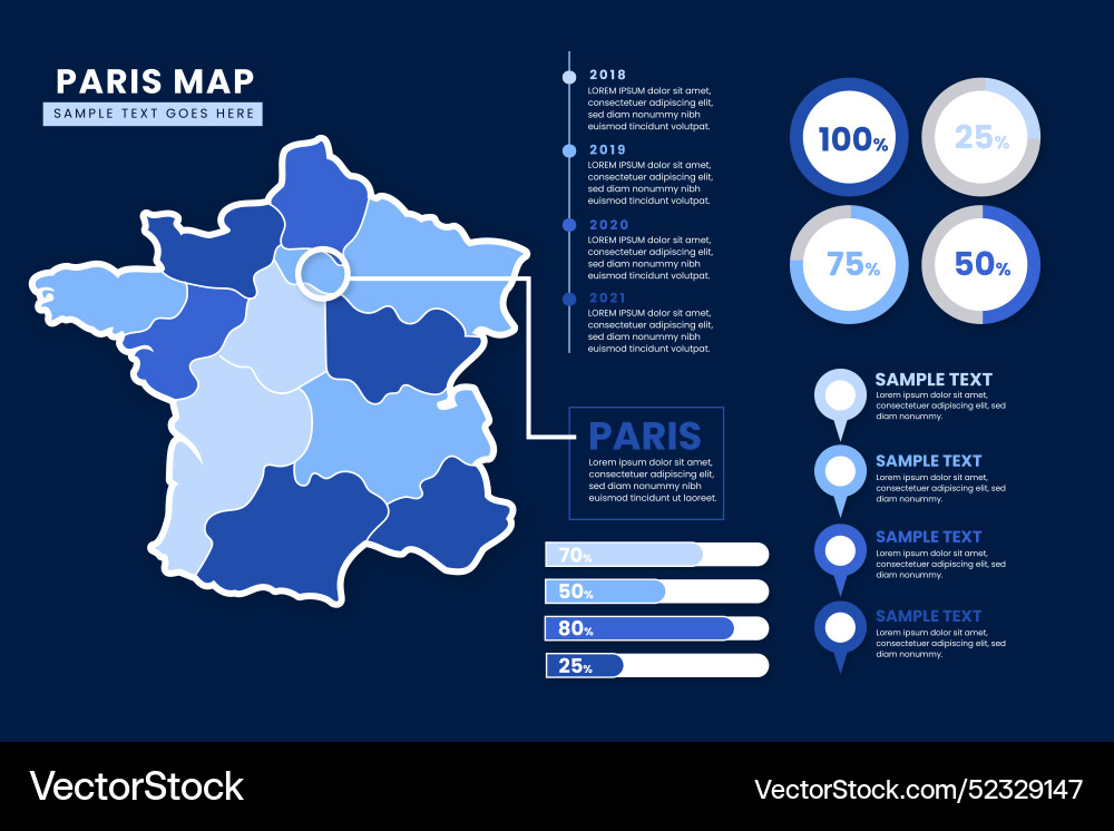 Gradient paris map infographics Royalty Free Vector Image