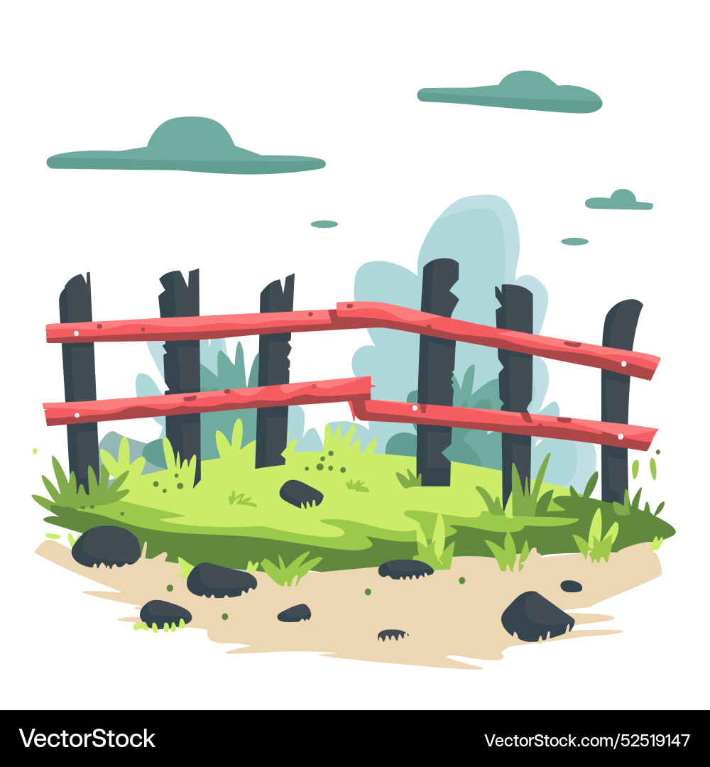Rustic wooden fence cartoon Royalty Free Vector Image