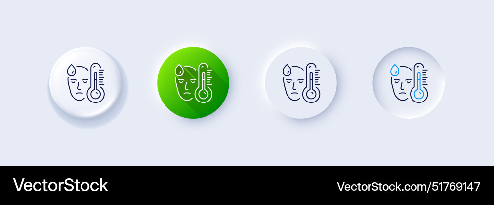 Sick man with fever line icon temperature Vector Image