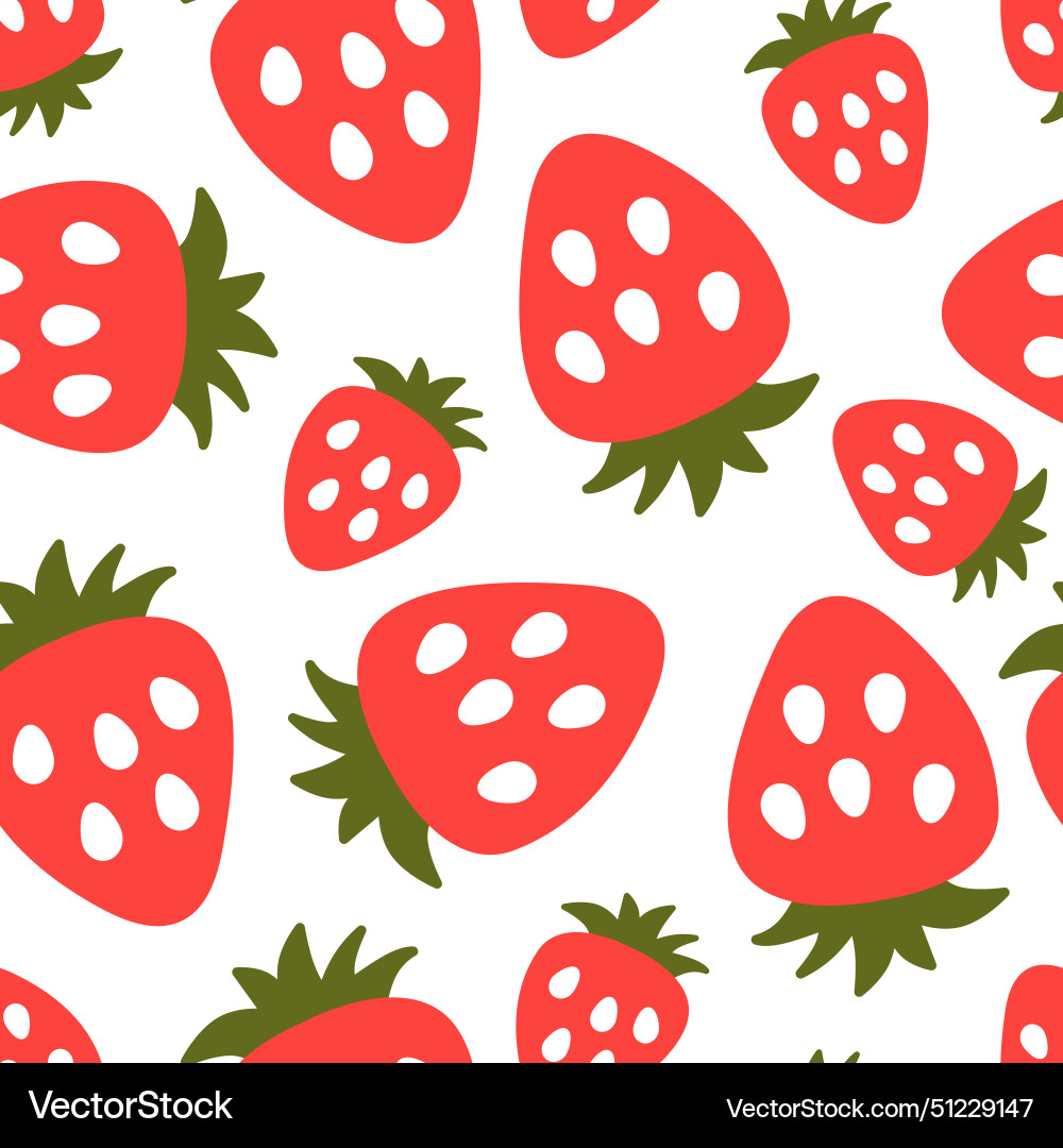 Strawberry seamless pattern flat style summer Vector Image
