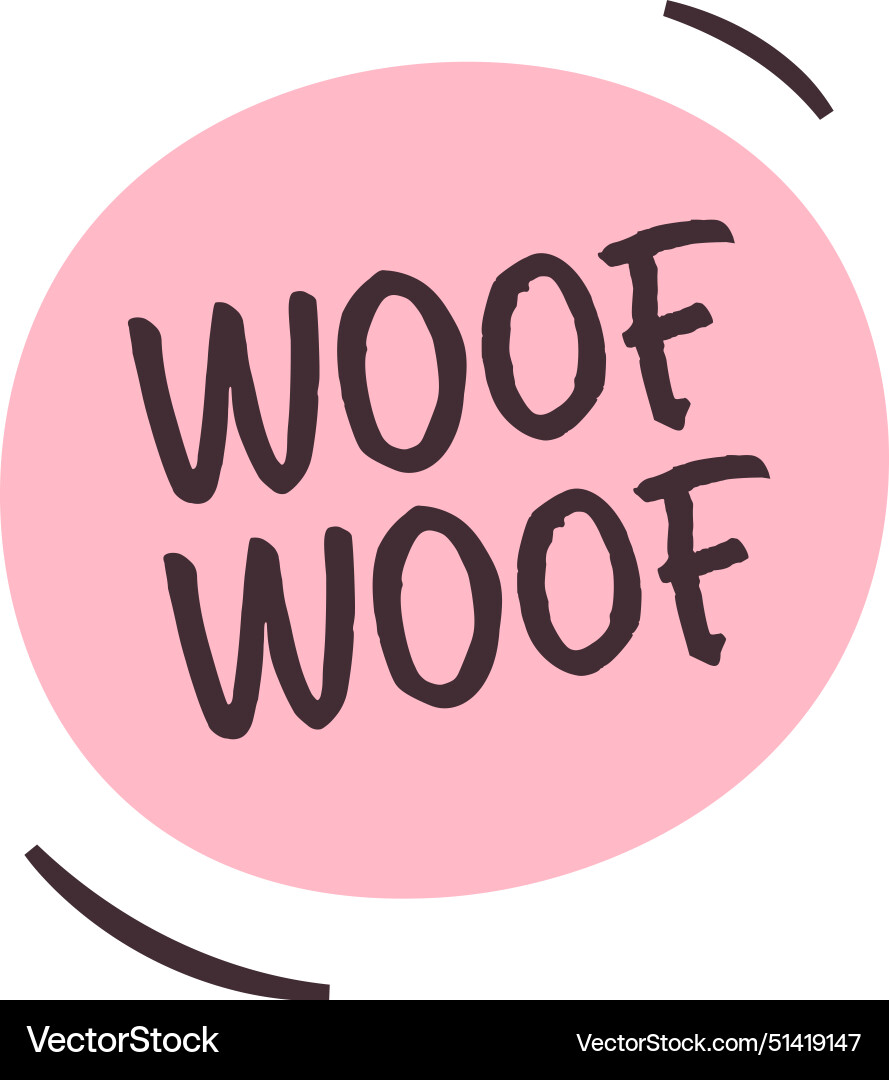 Woof lettering badge Royalty Free Vector Image