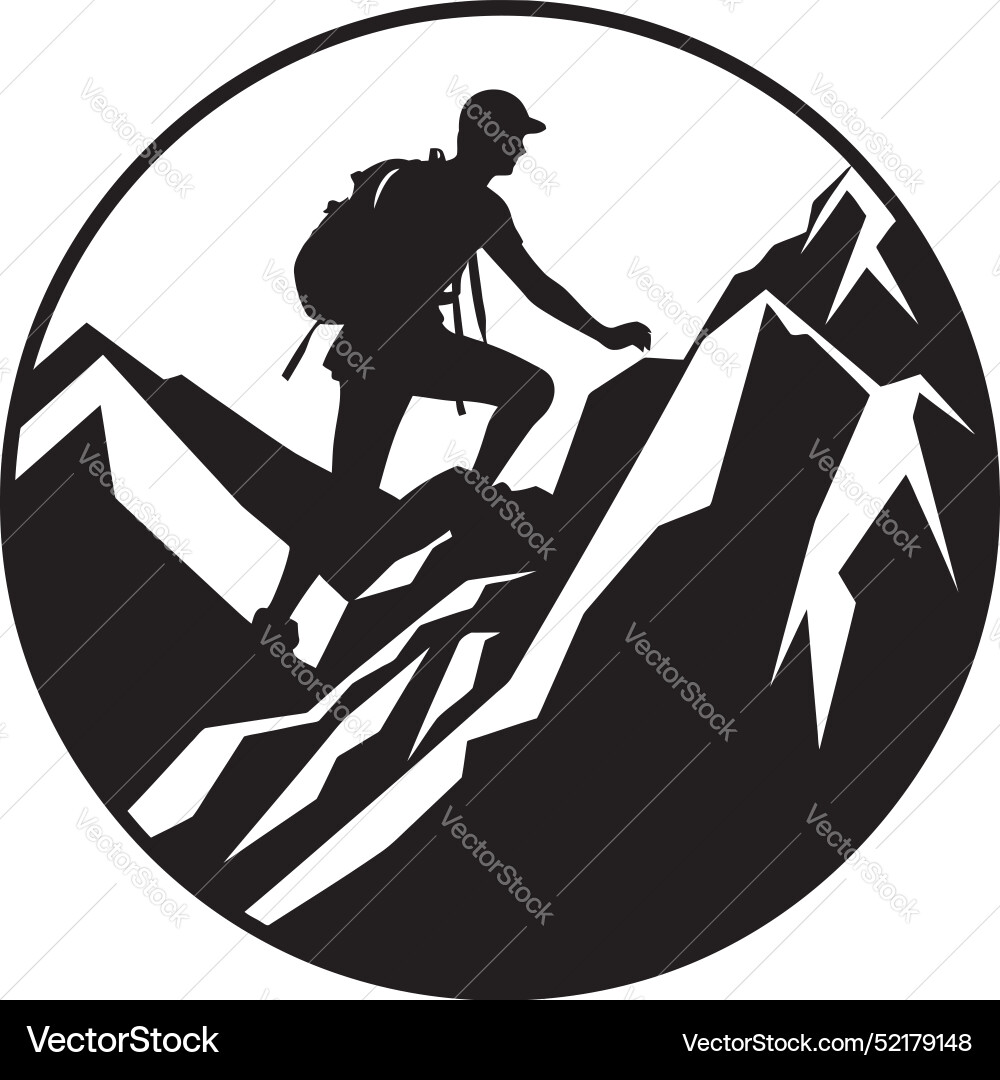 Climb conquer man climbing mountain design Vector Image