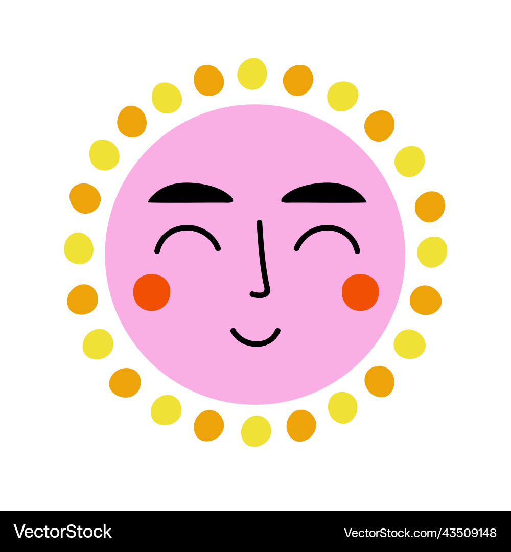 Colored sun with smiling faces sunny and good Vector Image