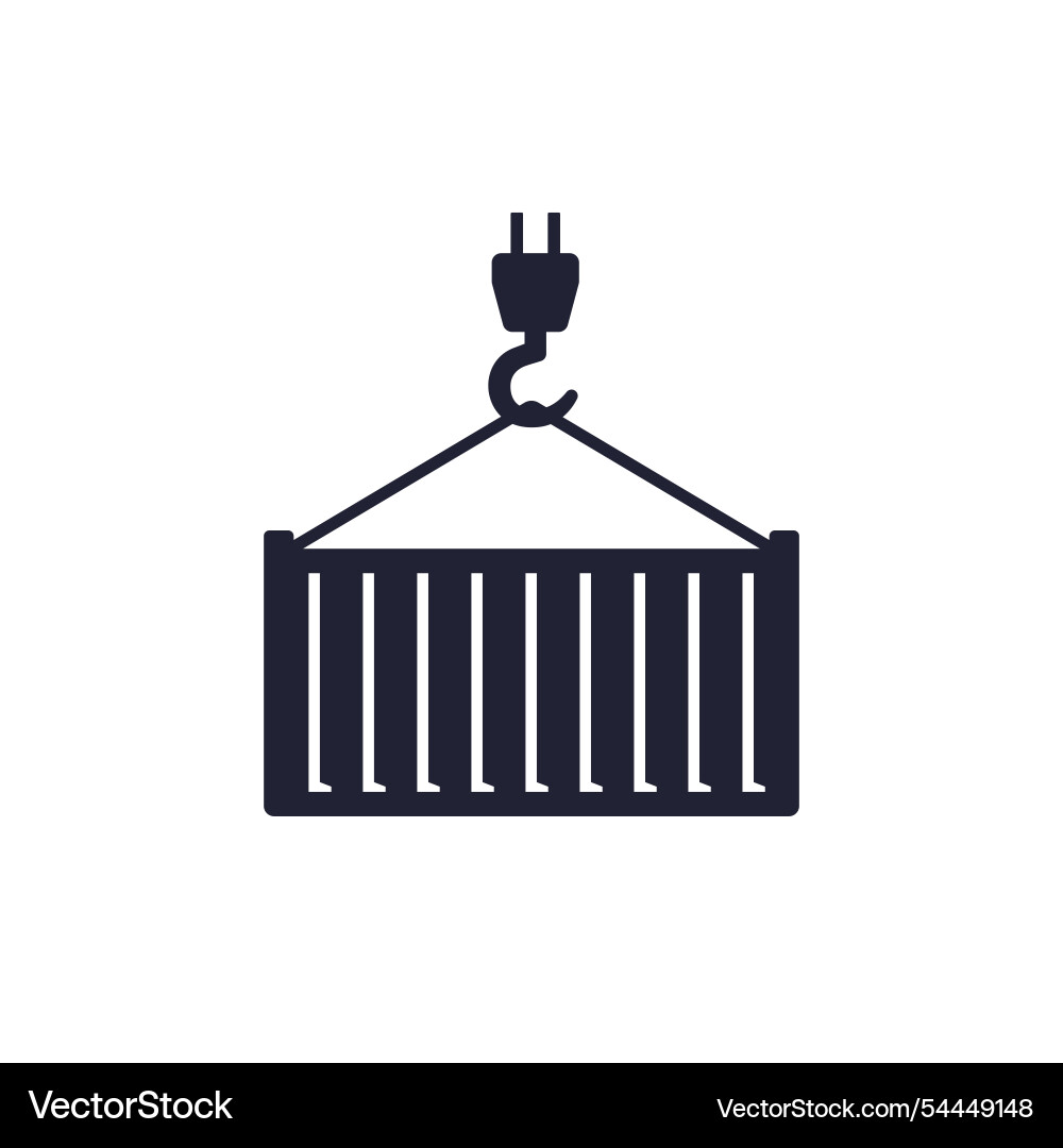 Container and crane icon on white Royalty Free Vector Image