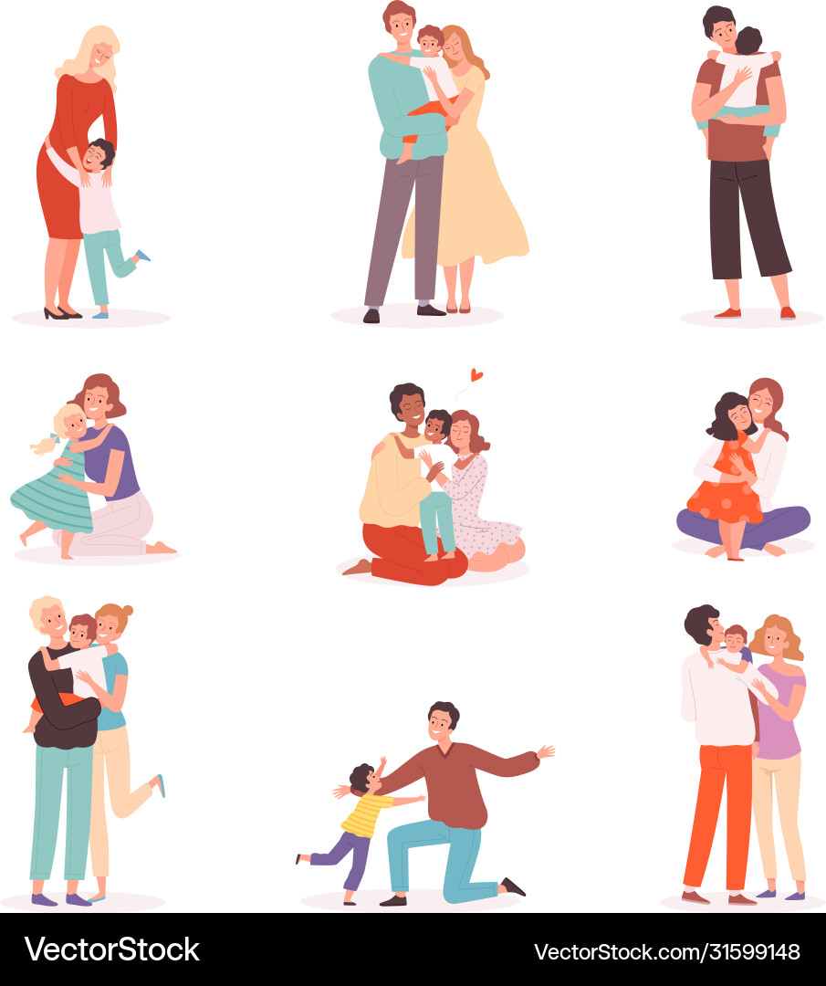 Happy Family Hug Royalty Free Vector Image - VectorStock