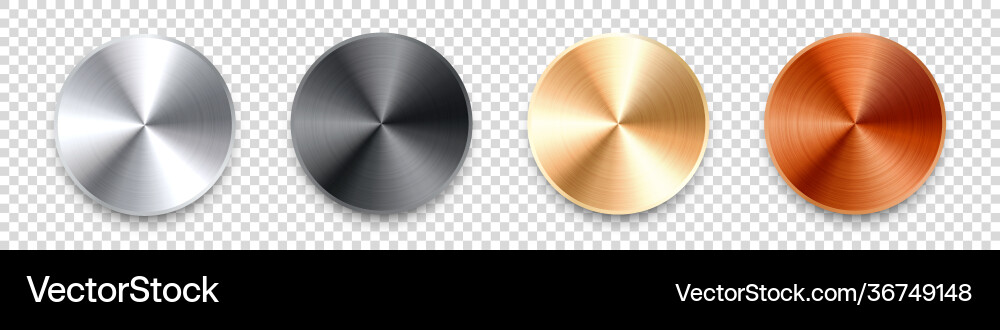 Realistic metal chrome button silver steel volume Vector Image