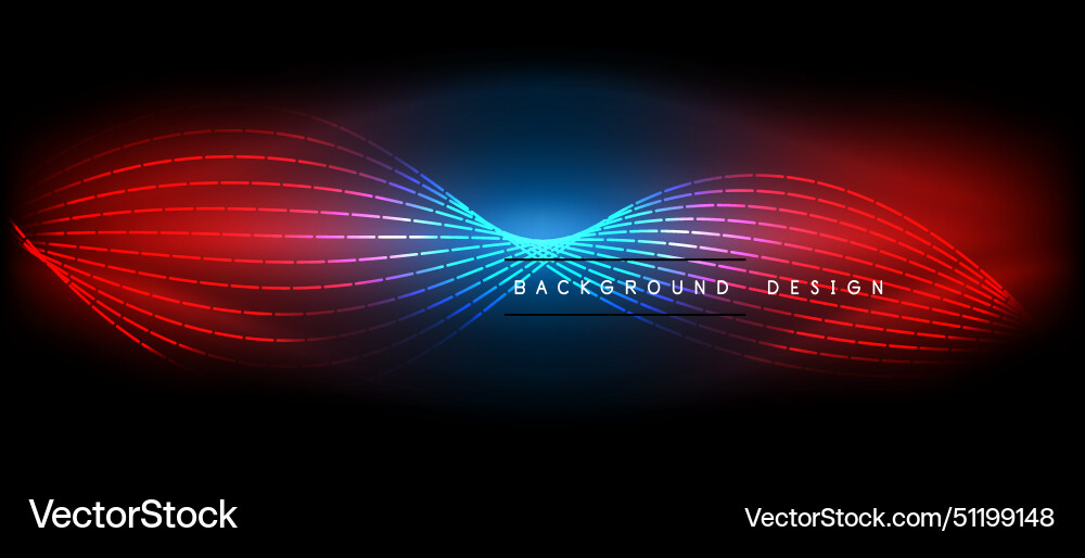Red and blue glowing wave on dark background Vector Image