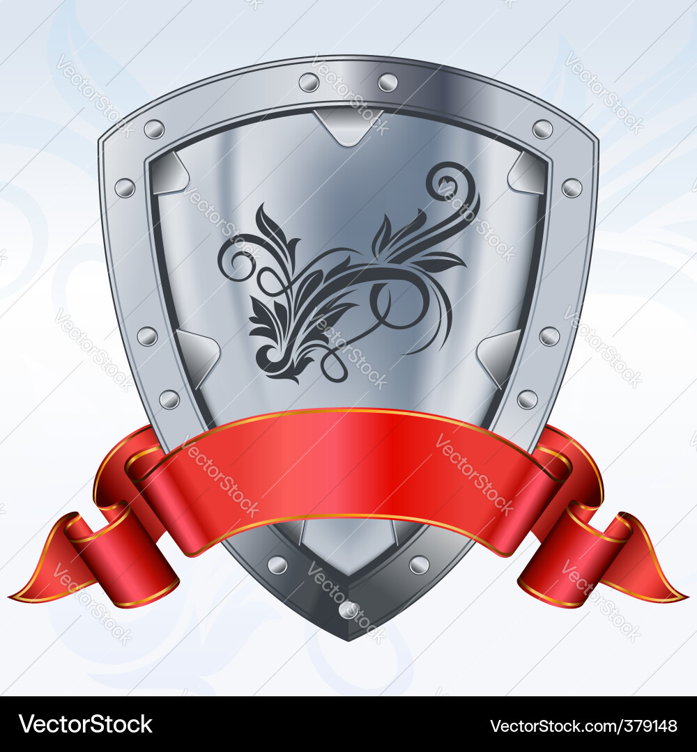 Shield with ribbon Royalty Free Vector Image - VectorStock