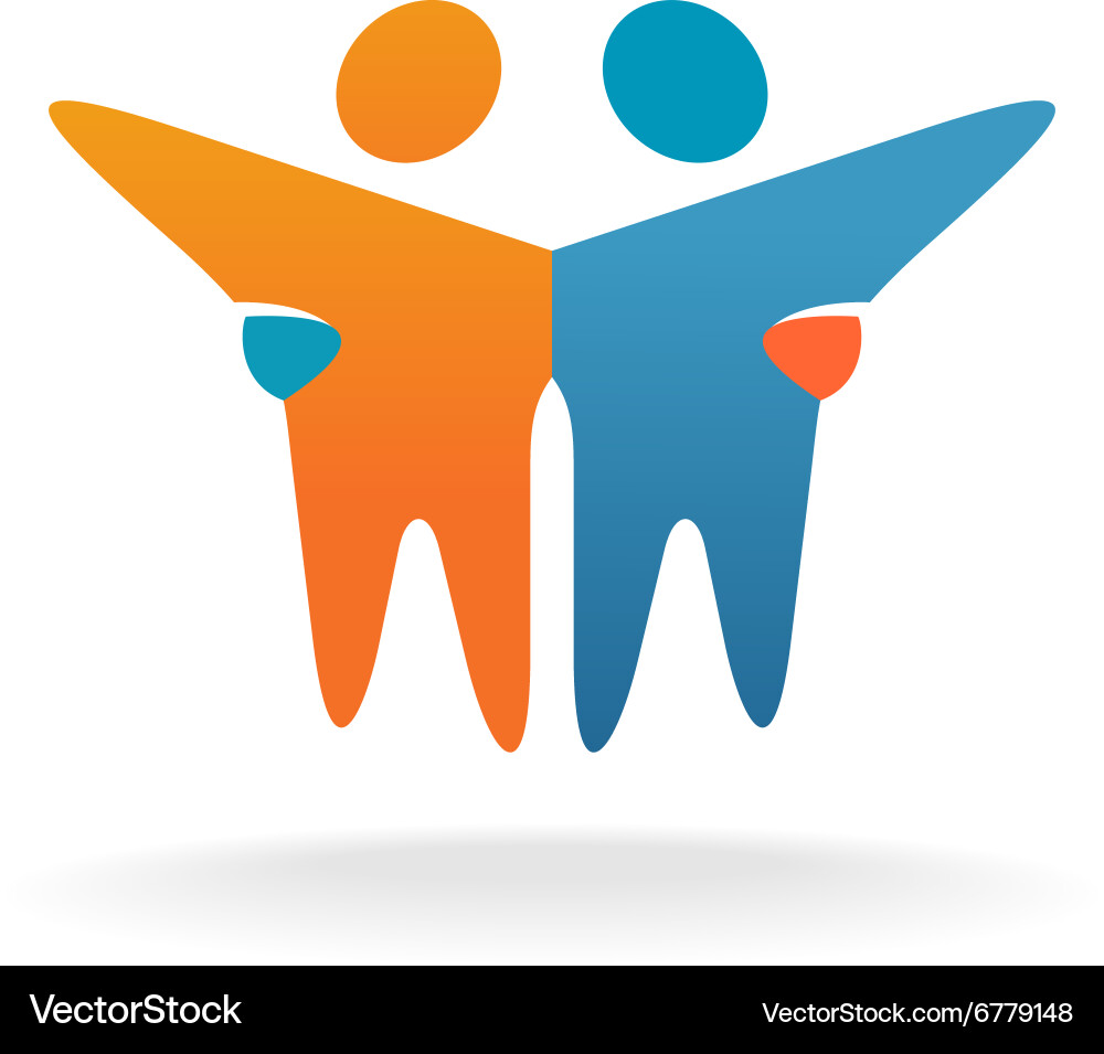 Two friends logo people teamwork concept symbol Vector Image