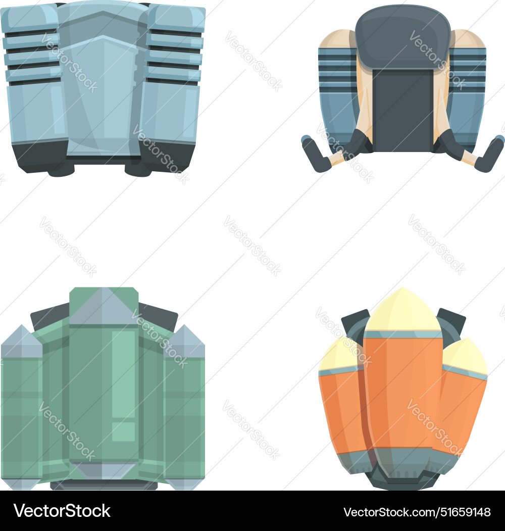 Various jetpack icons set cartoon Royalty Free Vector Image