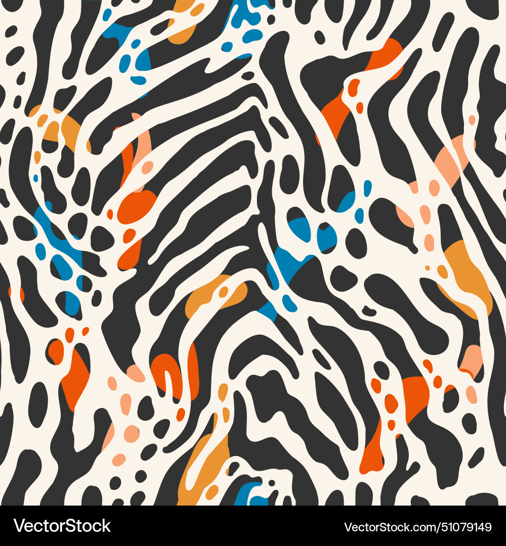 Abstract animal print pattern with orange blue Vector Image