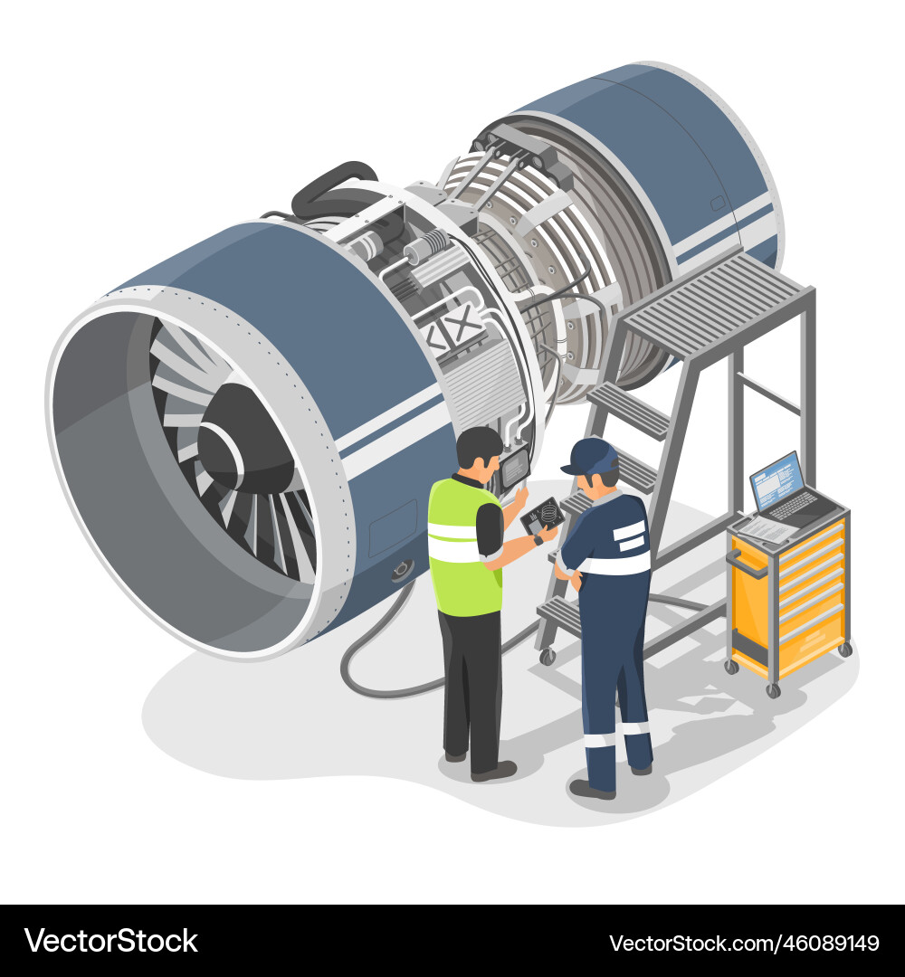 Aircraft engineer planning with mechanician Vector Image