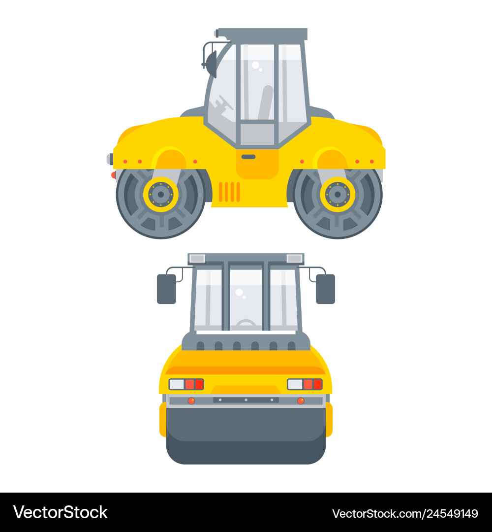Asphalt paver machine side view and front Vector Image