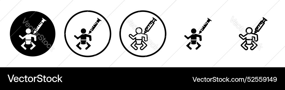 Baby vaccination icon set on white background Vector Image