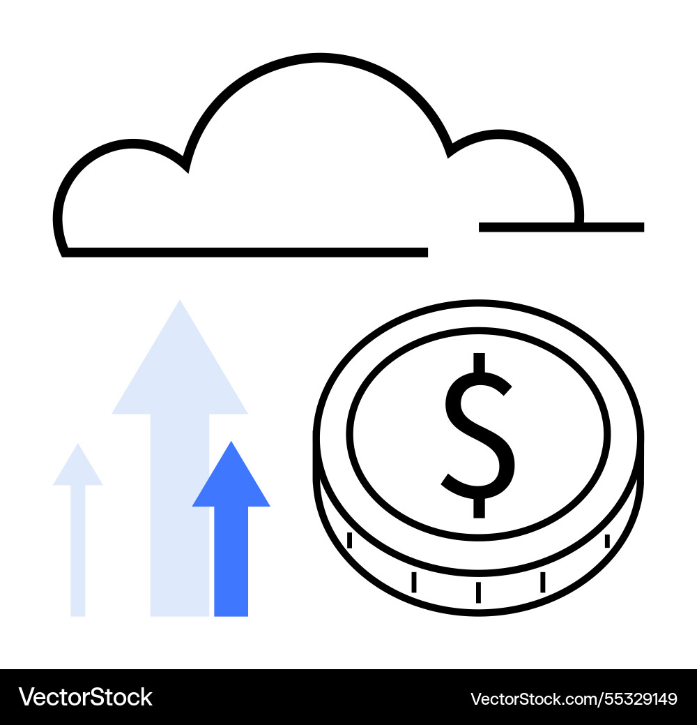 Cloud computing growth and financial success Vector Image