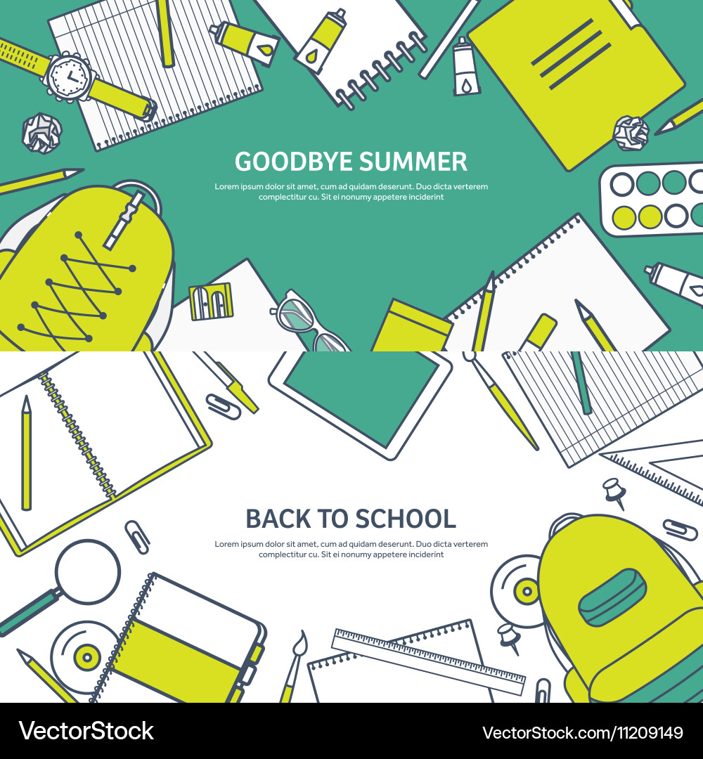 Education & Study Flat Lined Royalty Free Vector Image