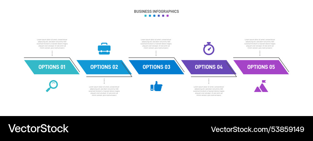 Horizontal progress bar featuring 5 arrow-shaped Vector Image
