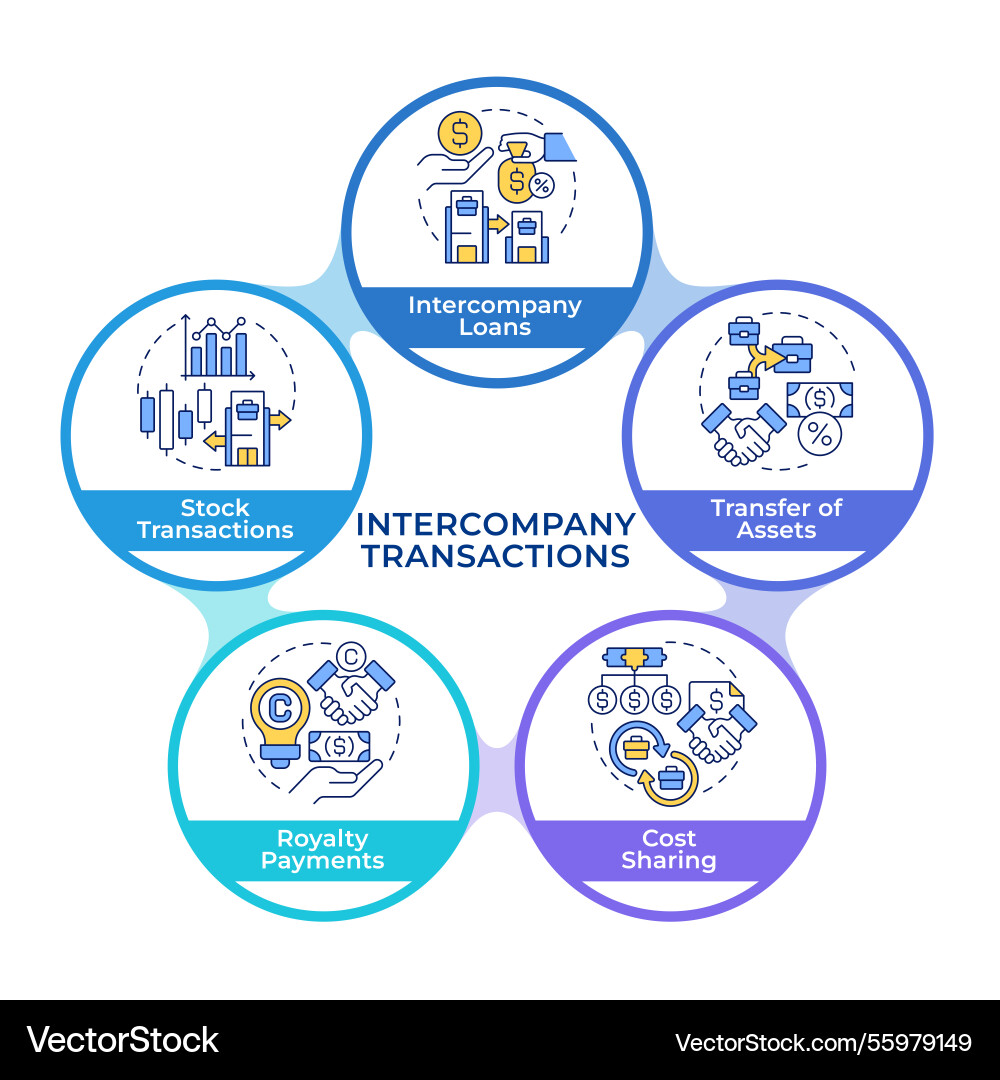 Intercompany transactions infographic circles Vector Image