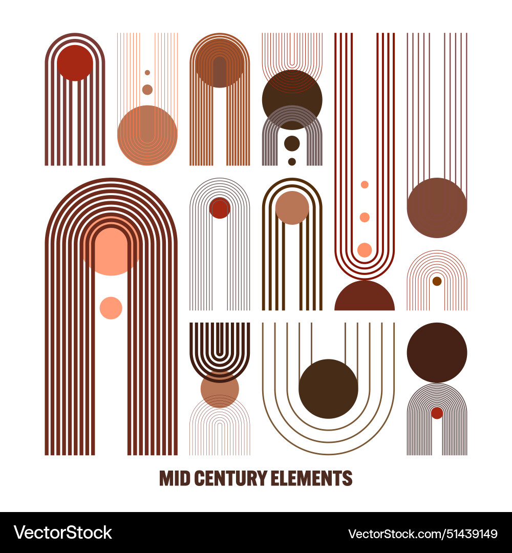 Mid century arch and circle elements modern Vector Image