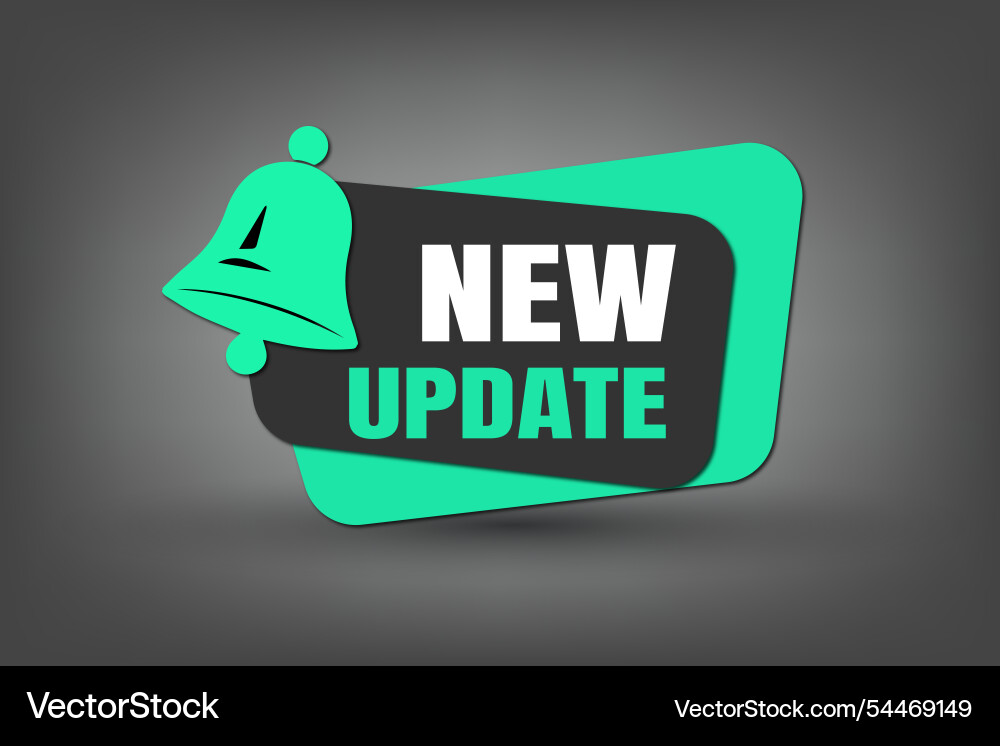 New update green banner sticker on gray Royalty Free Vector