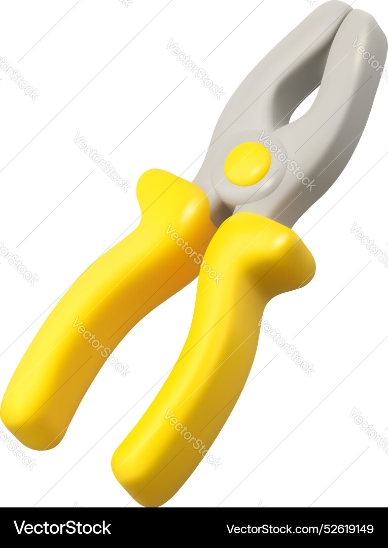 Pliers cartoon 3d icon Royalty Free Vector Image