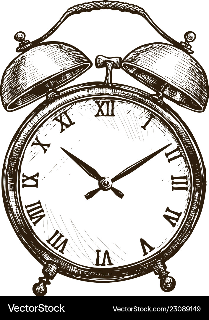 Vintage Alarm Clock Sketch Royalty Free Vector Image