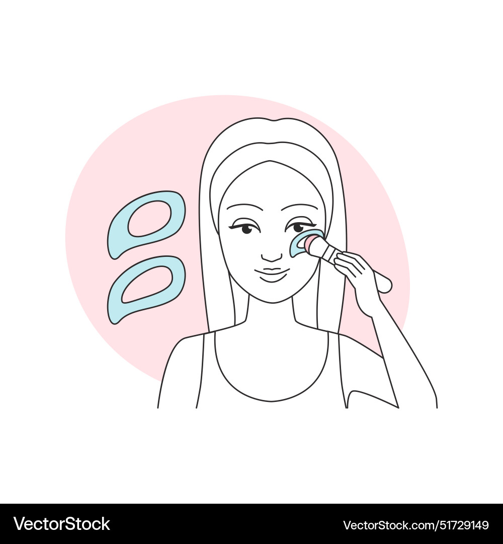 Young woman holding brush to apply blush using Vector Image