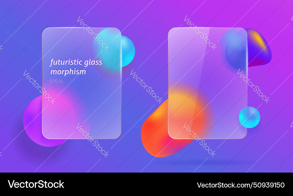 3d glass morphism neon colorful transparent Vector Image