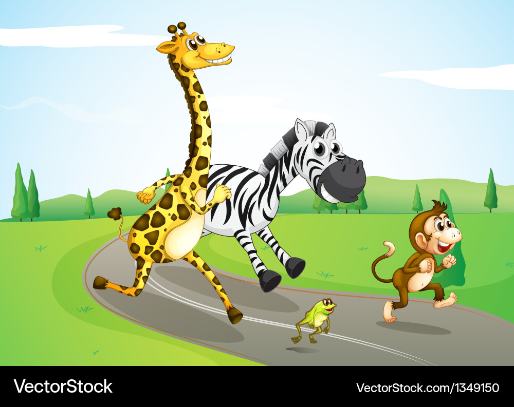 Animals running at the street Royalty Free Vector Image