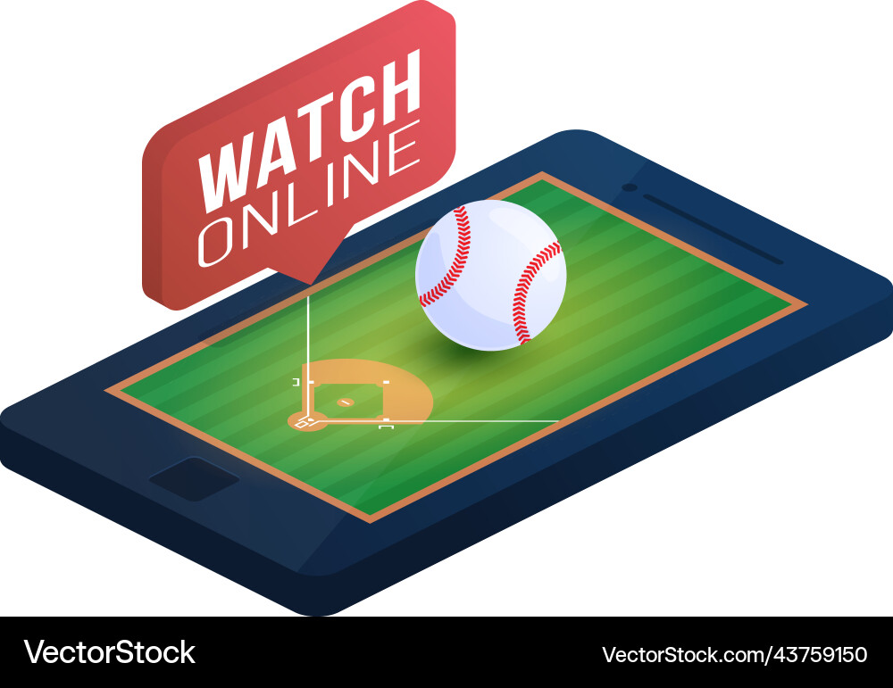 Baseball field on phone screen online concept Vector Image