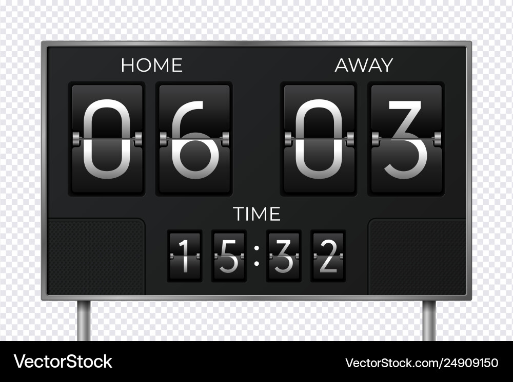 Black retro scoreboard stadium soccer countdown Vector Image