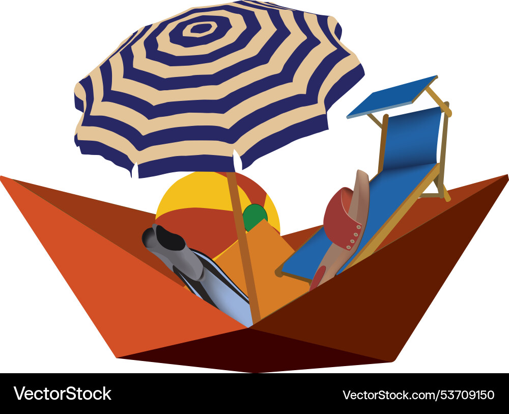 Boat loads sea objects Royalty Free Vector Image