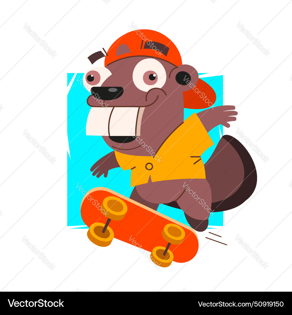 Cute cartoon beaver with simple gradients all Vector Image