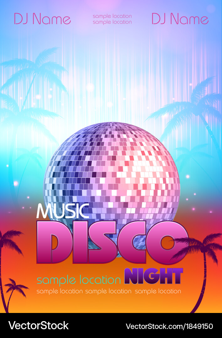 Disco poster background Royalty Free Vector Image
