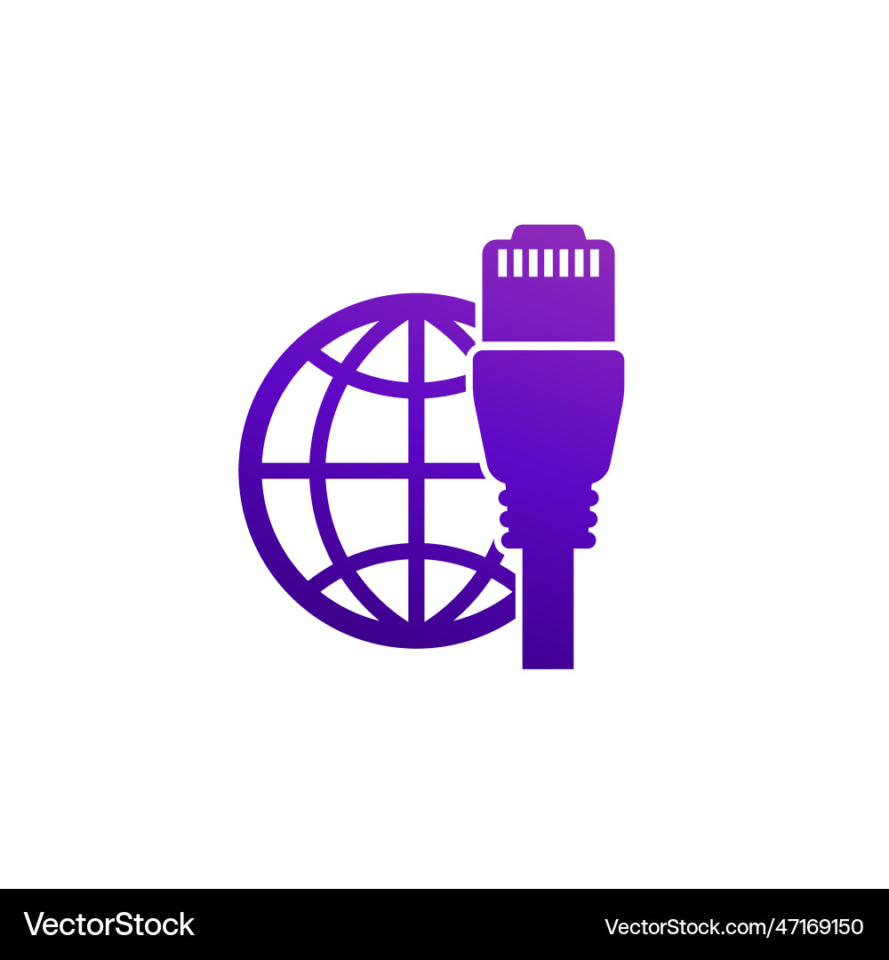 Ethernet cable network icon on white Royalty Free Vector