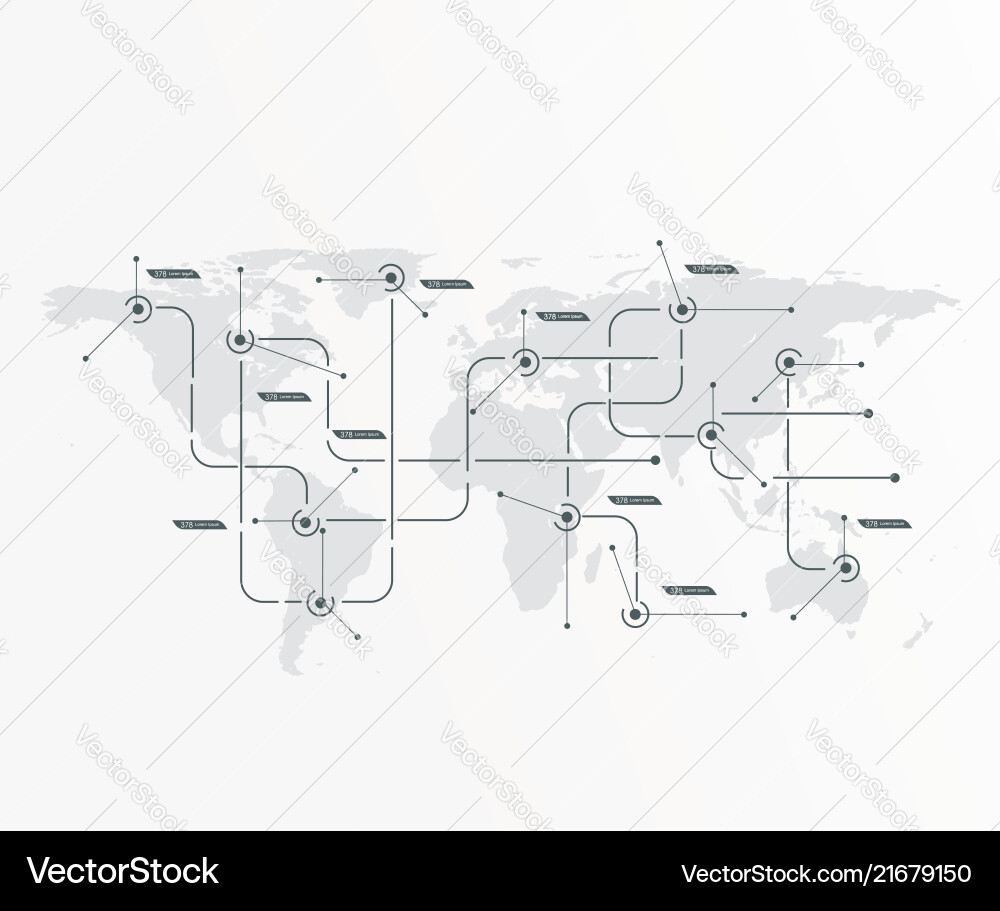 Global network concept world map with lines Vector Image