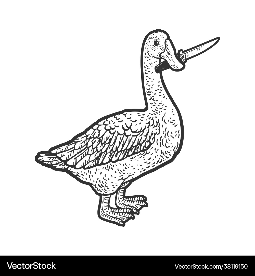Goose with Knife Line Art Royalty Free Vector Image