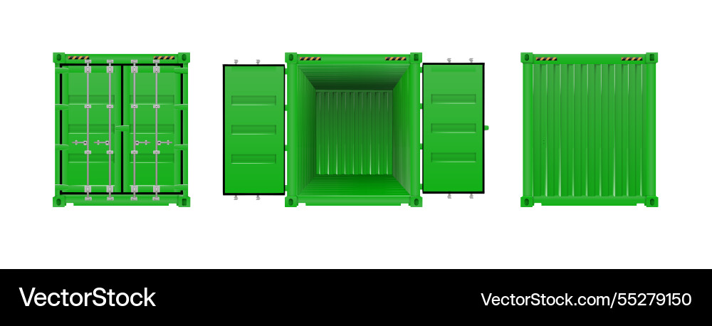 Green shipping cargo container twenty and forty Vector Image