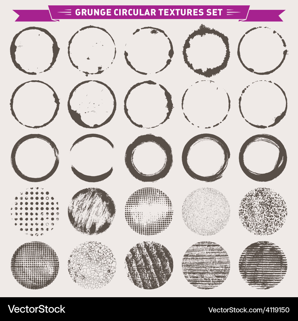 Grunge circular textures backgrounds frames Vector Image