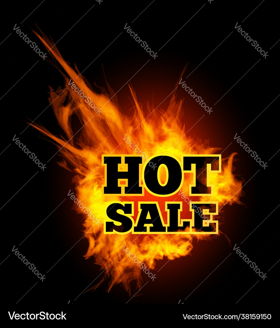 Hot sale text on fire Royalty Free Vector Image