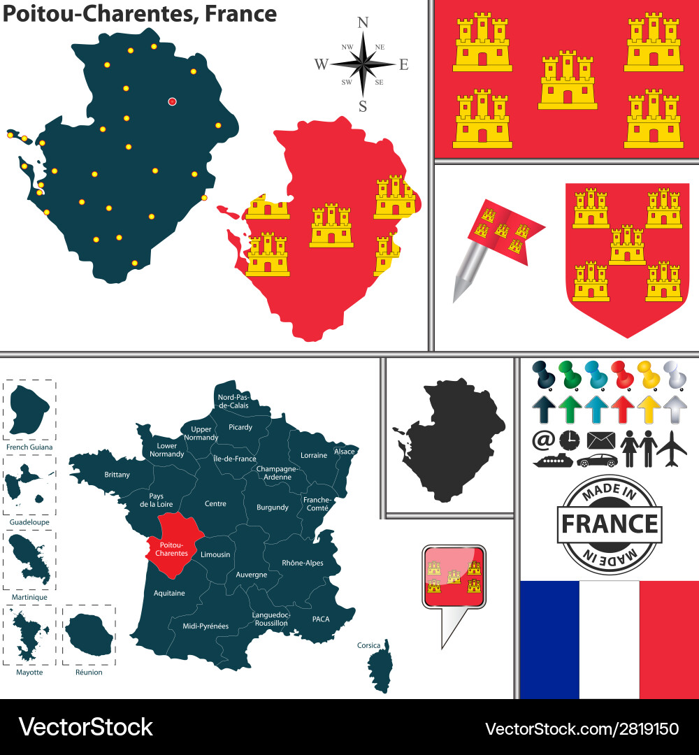Map of poitou charentes Royalty Free Vector Image